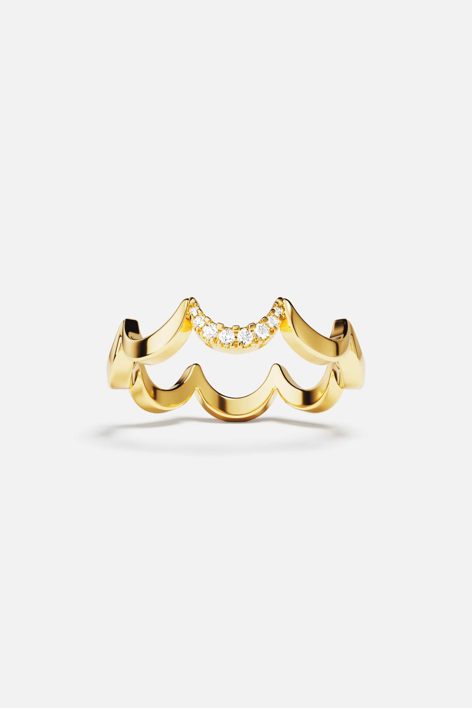 Wavy Gold Ring with Cubic Zirconia | APM Monaco