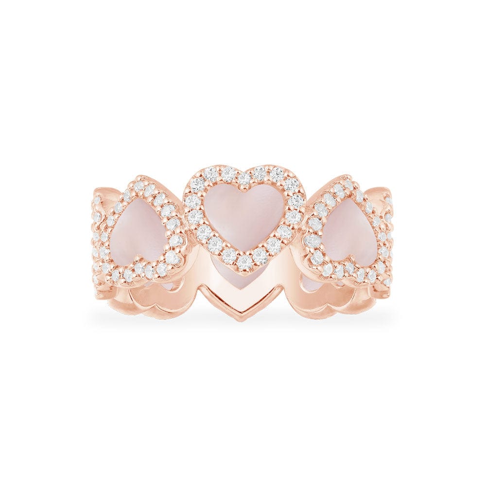 Pavé Pink Nacre Full Heart Ring | APM Monaco